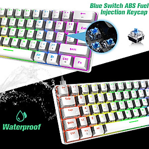 SELORSS Mini 60% Wired Mechanical Gaming Keyboard,22 RGB Chroma Backlit, Compact 62 Full Anti-ghosting Keys, USB C Cable,Replaceable Keycaps,Linear Switch for Gamer/Typist/Xbox/PC/Win/Mac(White)