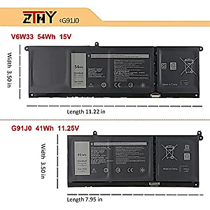 ZTHY 41Wh G91J0 Battery Replacement for Dell Latitude 3320 3330 3420 3520 Inspiron 3510 3511 3515 3520 3525 3530 5320 5330 5410 5415 5418 5518 5430 5435 7415 7420 2-in-1 Vostro 5620 5625 V6W33 TN70C