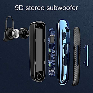 Heave Wireless Bluetooth Headset with CVC8.0 Noise Cancelling Mic Bluetooth Earpiece,IPX 5 Waterproof Earbud Car Headset with 20 Hours Playback Time for Hands Free Calls Blue Black