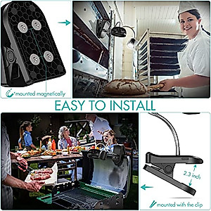 Barbecue Grill Light and Fan Magnetic and Clip Base BBQ Lights and Clip on Fan for Outdoor Grill, Camping, 360°Flexible Gooseneck, 3 Light and Fan Settings, 4000mAh Rechargeable Battery Powered