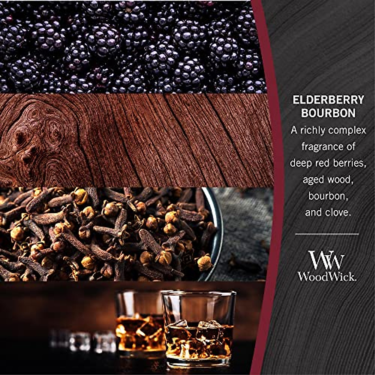 WoodWick Ellipse Scented Candle, Elderberry Bourbon, 16oz | Up to 50 Hours Burn Time