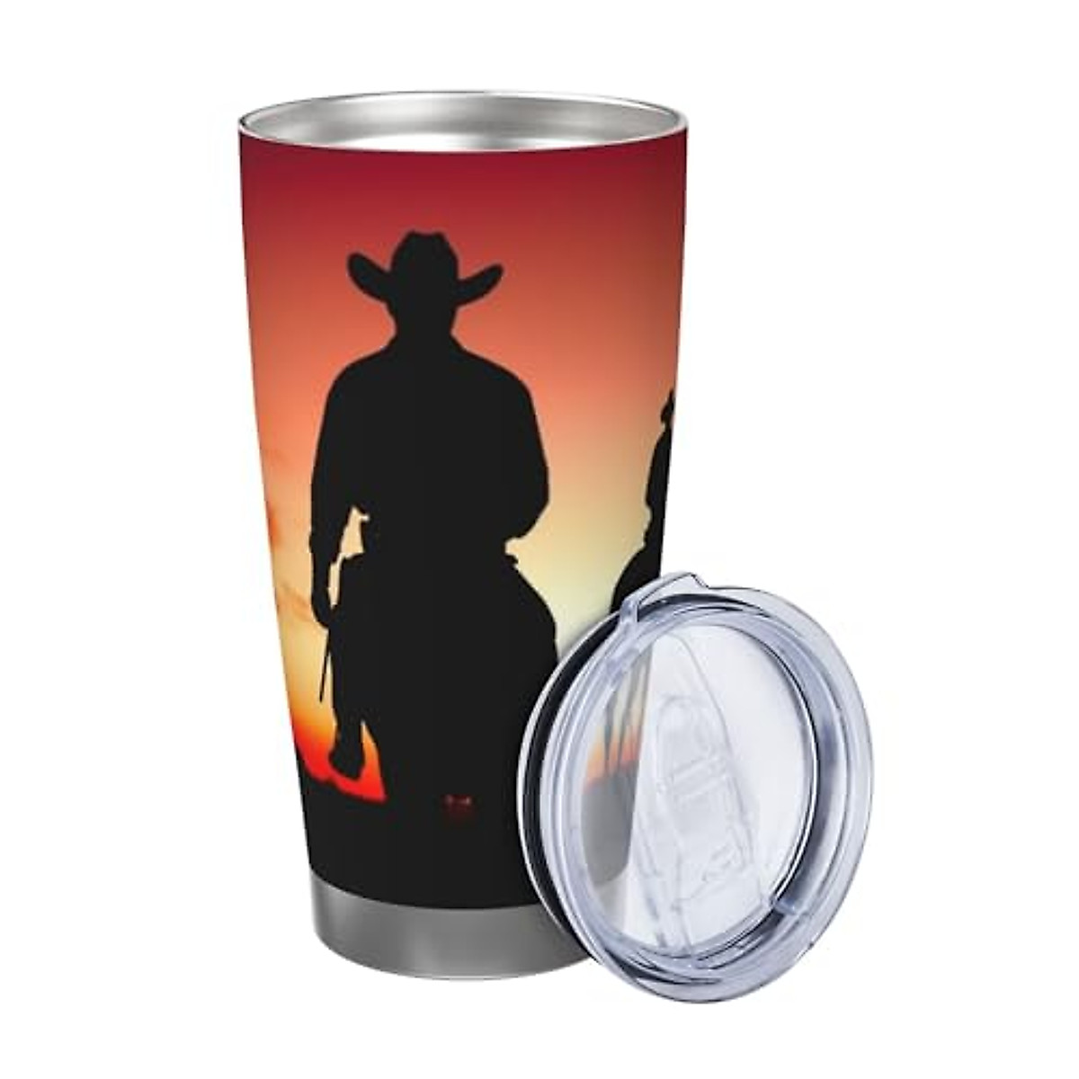 Texas Cowboy Tumbler with Lid and Straw 20oz Stainless Steel Car Cup for Hot and Cold Drinks, Double Wall Insulated Travel Coffee Mug Reusable Drink Thermos Cup Birthday Gifts