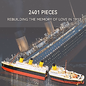 Yanscian Titanic Ship Model Building Block Brick kit Set Toy for Kids & Adults, 2401 PCS Titanic Cruise Ship Compatible Educational Construction Age 6+