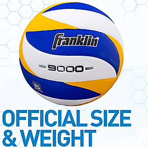 Franklin Sports 9000 Indoor Volleyball - Official Size and Weight Volleyball - Advanced Performance - Premium Soft Cover and Bounce - Air Pump Included White