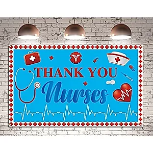 Thank You Nurses Backdrop Banner Nurse Week RN Cap Cross Heartbeat May Holiday Party Photography Background Wall Decoration