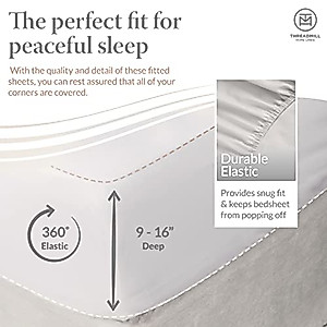 Threadmill 100% USA Supima Cotton Sheets, King Size, 1000 Thread Count, Luxury 4 Piece Set, Hotel Quality Sateen Weave White Bed Sheets with Elasticized Deep Pocket