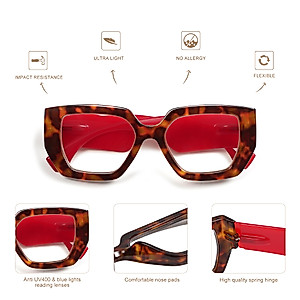 AMOMOMA 3-Pack Oversized Square Reading Glasses for Women,Fashion Trendy Style Blue Light Blocking Eyewear Readers Large Frame with Spring Hinge AM6109 C1+C3+C4 1.0 x