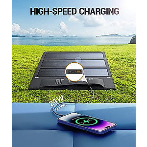[Upgraded] BLAVOR 30W Solar Charger USB-A QC3.0 24W USB-C DC 30W Outputs, Foldable Solar Panel for Camping, IPX4 Waterproof, Solar Battery Charger Compatible with Solar Generators, Phones, Tablets