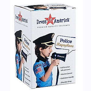 Dress-Up-America Police Officer Megaphone For Kids - Blue Policeman Bullhorn With Siren Sound