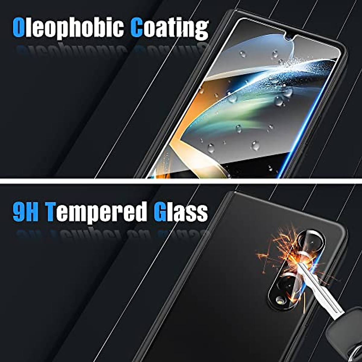 AACL [3 Pack Galaxy Z Fold 4 Screen Protector Tempered Glass [Front Screen Only]+ [2 Pack] Camera Lens Protector for Samsung Galaxy Z Fold 4 5g,Anti Scratch,Hd Clear,Bubble Free [Case Friendly]