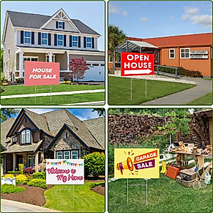 Yard Sign Stakes Metal, 17x7 Inch Yard Sign Holder Stand Sign Stakes for Ground Outdoor, Remiawy 10 Pack Wire Metal Yard Stakes for Corrugated Plastic Sign, Blank Lawn Sign Posts, Estate Garage Sale