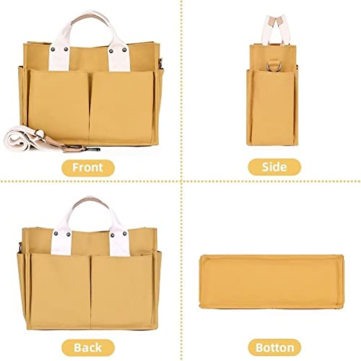 Mudono Canvas Tote Bag for Women Causal Multi Pockets Crossbody Purse Large Messenger Shoulder Bag Travel Everyday Handbag