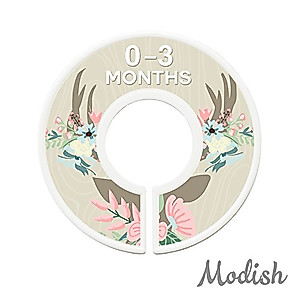 Modish Labels Baby Clothes Size Dividers, Baby Closet Organizers, Size Dividers, Baby Closet Organizers, Closet Dividers, Clothes Organizer, Girl, Woodland, Deer, Boho, Flowers, Floral Antlers (Baby)