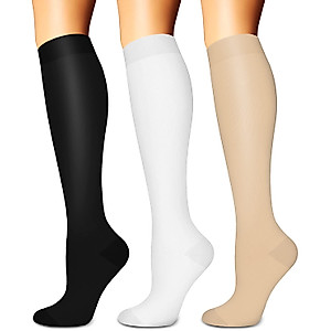 SunFeeling Compression Socks for Women & Men Circulation (3 Pairs) - Best Support for Athletic Running Nurses Recovery Travel,Large-X-Large