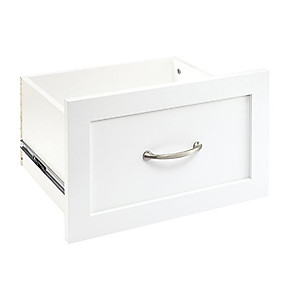 ClosetMaid SuiteSymphony Wood Drawer Add On Accessory, Shaker Style, for Storage, Closet, Clothes, 16" X 10", Pure White