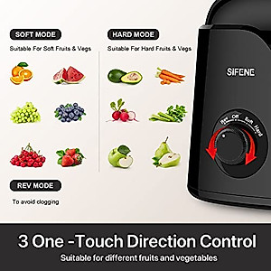 SiFENE Slow Juicer, Cold Press Juicer, Masticating Juicer Machines, Juice Maker Extractor, Juice Squeezer, Brush& Recipes Included