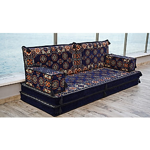 8'' Thickness Navy Blue Arabic Sofa Floor Seating Set, Sofa Bed, Pallet Sofa, Floor Cushions, Sectional Sofa, Arabic Majilis, Ottoman Couch, Arabic Jalsa