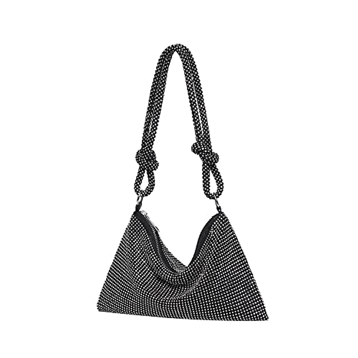 YUWITA Rhinestone Purse Women Evening Glitter Sparkly Mini Bag (Silver-Black)