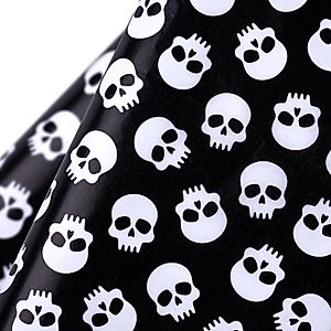 WRAPAHOLIC Halloween Wrapping Tissue Paper - 25 Sheets 19.7x27.5 Inch Black and White Skull Design Bulk for Packing, DIY Crafts