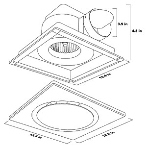 POWERENG Bathroom Fan Ultra-Quiet Bathroom Ventilation, Exhaust Fan,123CFM 0.7 Sones 40W,4 Inch Duct Collar,White,9 Inch Opening size,Easy to Install & Replace