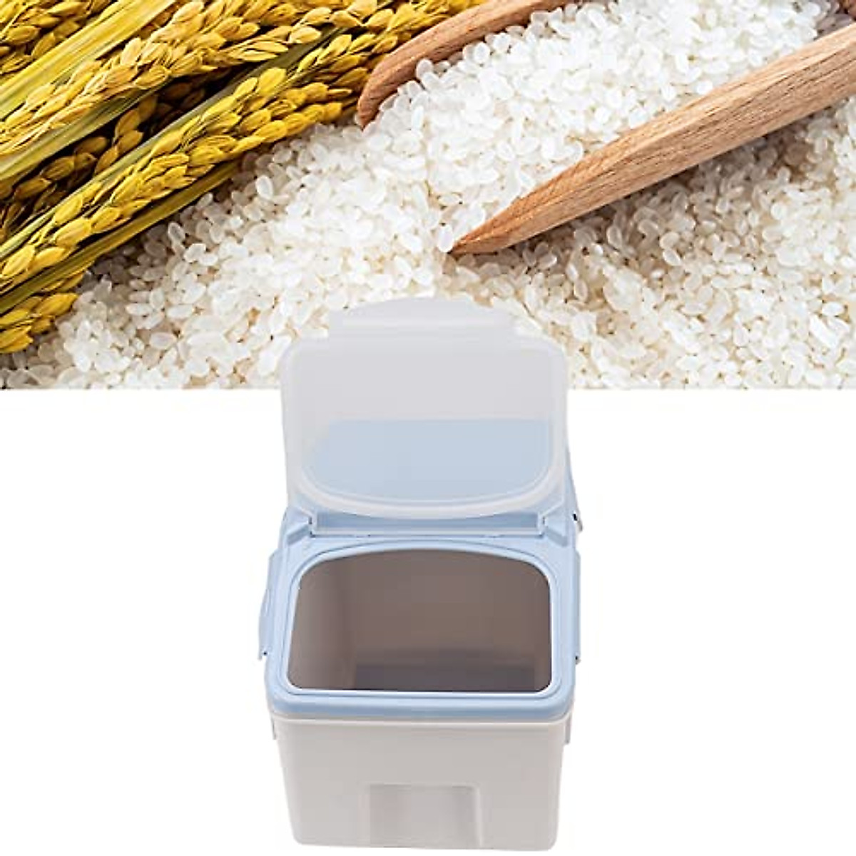 Rice Container, Odorless High Temperature Resistant Sealed Food Container Environmental Protection Safe with Lid for Beans (Blue 15KG)