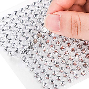 OUTUXED 1725pcs Clear Rhinestones Stickers Self Adhesive Bling Gems Jewels Stickers, Stick on Rhinestone Strips for Hair Face Nail Makeup Clothes Shoes Bags DIY Craft, Assorted Size
