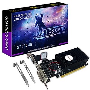 SHOWKINGS GeForce GT 730 4GB Graphics Card, 128Bit GDDR3 PCIe x16 Low Profile Computer GPU for Working, HDMI VGA DVI Output Desktop Gaming Video Card Support Win11 2K with Bracket