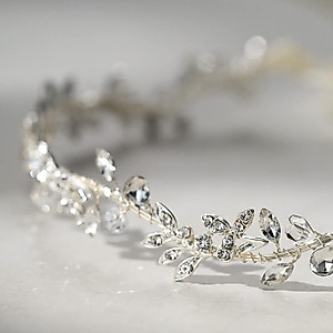 SWEETV Rhinestones Bridal Headband Silver Crystal Wedding Headpieces for Brides Hair Pieces for Bridesmaid Flower Girl Hair Accessories