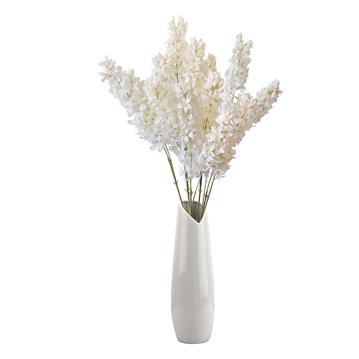 MINYULUA 6pc Artificial Hyacinth Flowers Bouquet Silk Flowers Home Garden Fence Restaurant Banquet Hotel Wedding Simulation White Decoration (Off White)