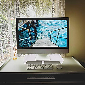 Cabilock Computer Holder Desktop Computer Stand Monitor Riser Stand Desktop Ergonomic Monitor Stand Riser for Computer PC Laptop Printer TV Notebooks LCD LED Display (White) Desktop Stand
