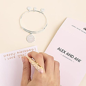 Alex and Ani Occasions Expandable Bangle for Women, Sweet 16 Charm, Shiny Silver Finish, 2 to 3.5 in