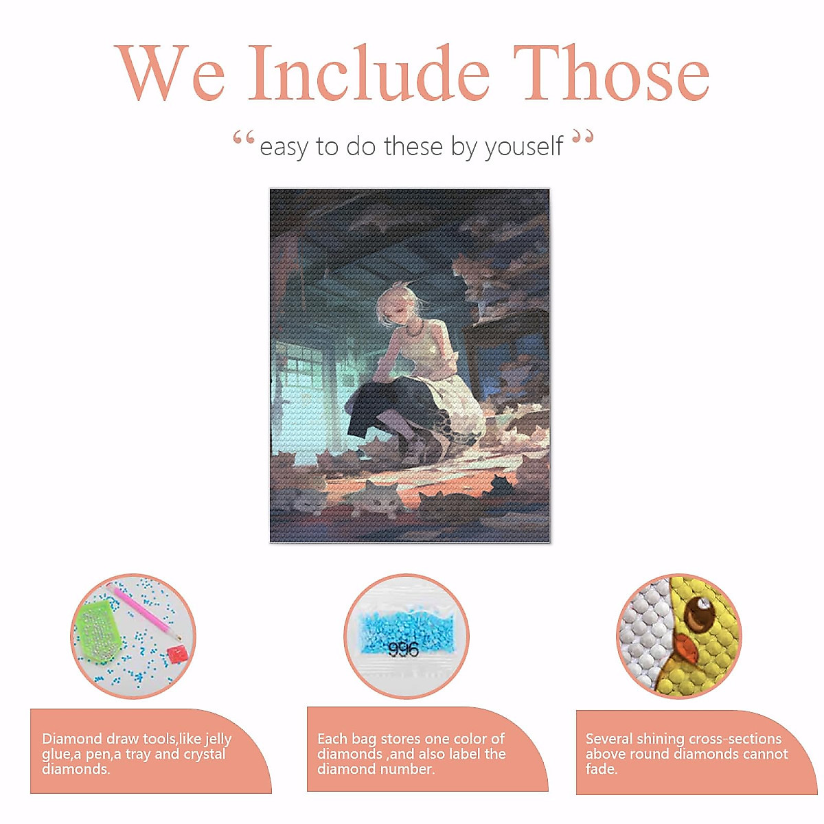 5D DIY Diamond Painting Cat - Cat Floor Art Diamond Painting Kit for Adults - Full Diamond Round Rhinestone Crafts - Suitable for Home Wall Decor (12x14inch)