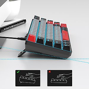 MageGee Portable 60% Mechanical Gaming Keyboard, MK-Box Blue LED Backlit Compact 68 Keys Mini Wired Office Keyboard with Brown Switch for Windows Laptop PC Mac - Grey/Black