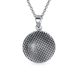 Pisces Zodiac Sign Astrology Horoscope Round Medallion Pendant For Men Women Necklace Antiqued Sterling Silver