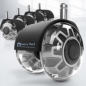 Mastery Mart Office Chair Caster Wheels for Hardwood Floors, Heavy Duty and Quiet Smooth Rollerblade Wheels for Office Chair, Universal Size (11x22mm), Suitable for Most Chairs