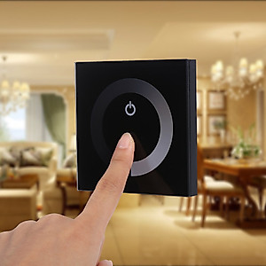 Single Color Touch Panel Dimmer Wall Switch Controller LED Light Strip DC 12V-24V White (Black)