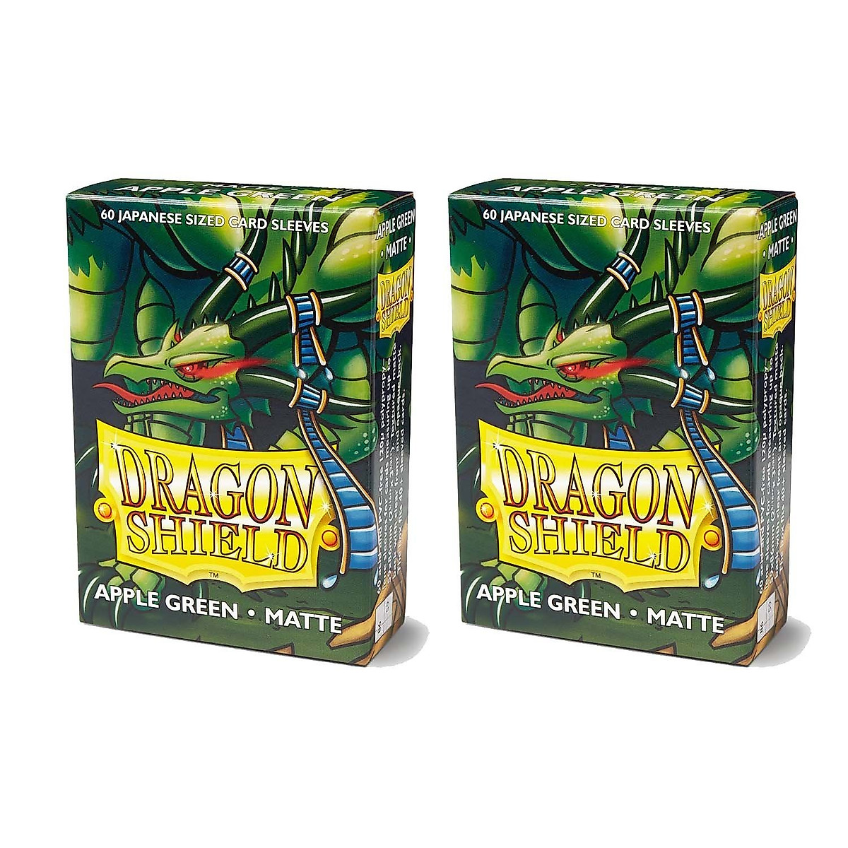 Dragon Shield Bundle: 2 Packs of 60 Count Japanese Size Mini Matte Card Sleeves - Matte Apple Green