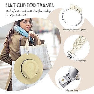 MEIXINZHI 3Pcs Cotton Hat Clip for Travel, Knitting Travel Hat Clip for Bag Backpack Luggage, Travel Hat Clip for Women (Off White)