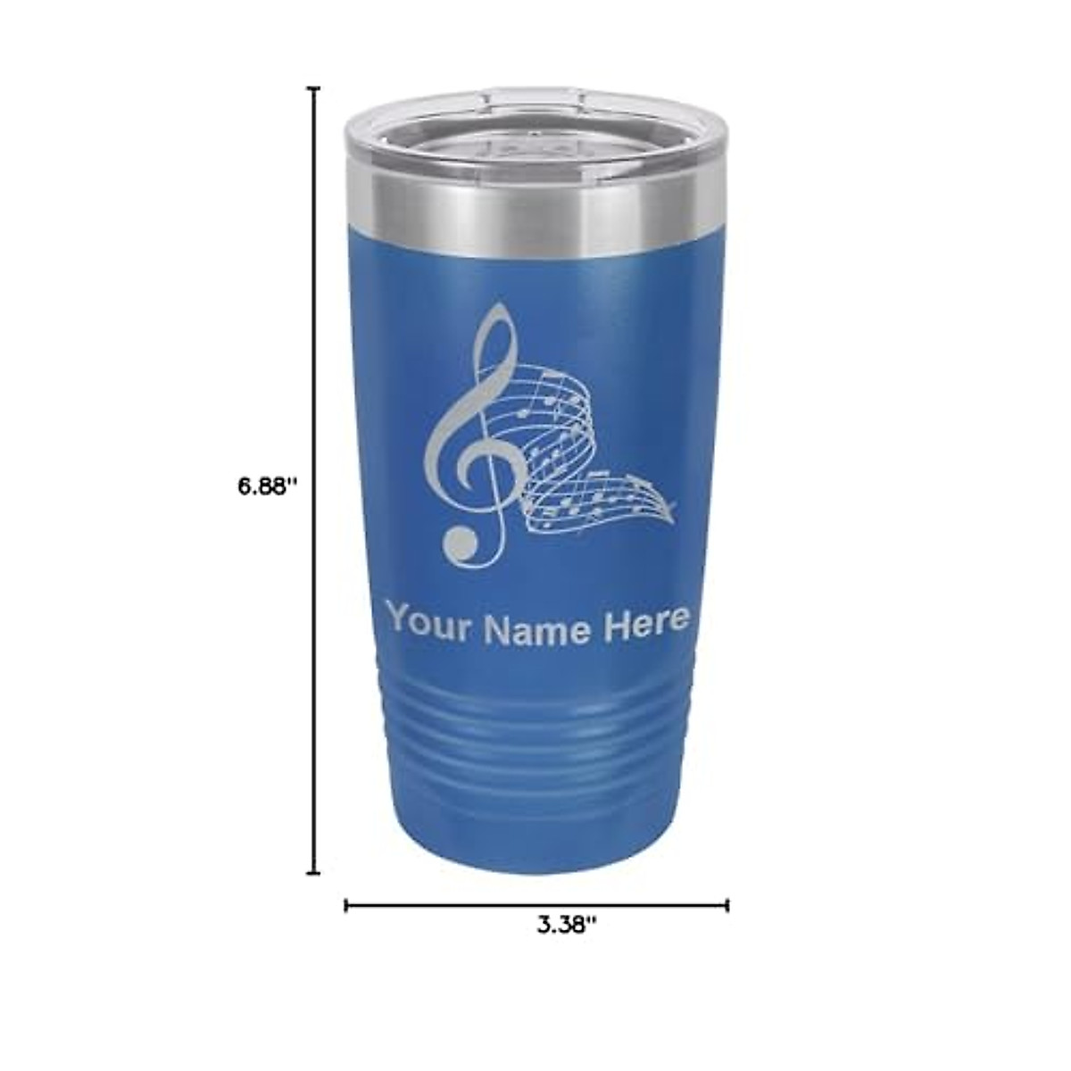 LaserGram 20oz Vacuum Insulated Tumbler Mug, Musical Notes, Personalized Engraving Included (Dark Blue)