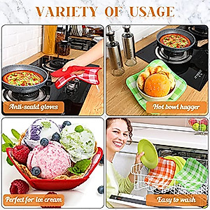 Hot Bowl Holder Microwave Safe Bowl Cozies Multipurpose Soup Bowl Holder Hot Heat Proof Plate Holder to Prevent Hand from Heat and Maintain Food Warm(Red, Blue, Green, Yellow, Black,5 Pieces)