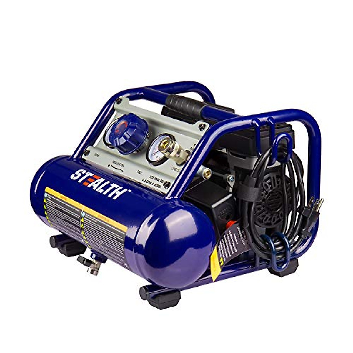 STEALTH Ultra Quiet Portable 1 Gallon Air Compressor, 1/2HP Max 125 PSI, Induction Motor, 0.8 CFM@90PSI, 1.3 CFM@40PSI, Oil-Free Maintenance Free Light Weight Electric Air Tools, SAUQ-1105