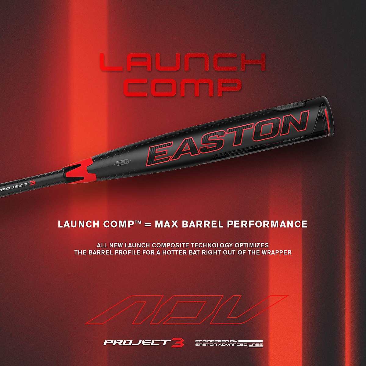 EASTON Project 3 ADV -3 BBCOR Baseball Bat | 31 inch / 28 oz | 2019 | 2 Piece Composite | iSO CNX | Launch Comp Barrel | Power Boost Knob | Speed End Cap