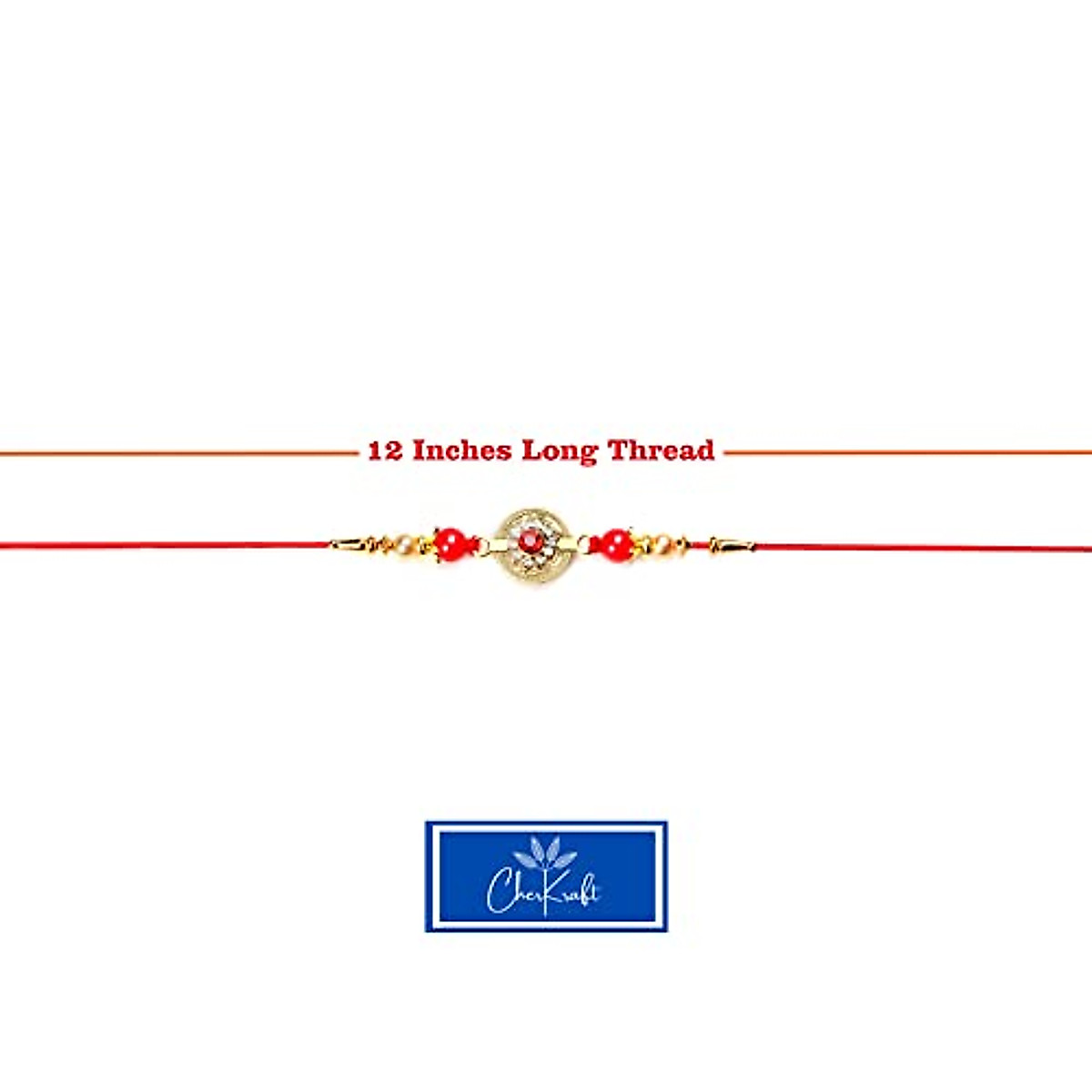 Lumba Rakhi for Brother & Bhabhi Set / Bhaiya Bhabhi Rakhi Thread Jodi Kundan Rakhi Combo (Design 1, Standard)