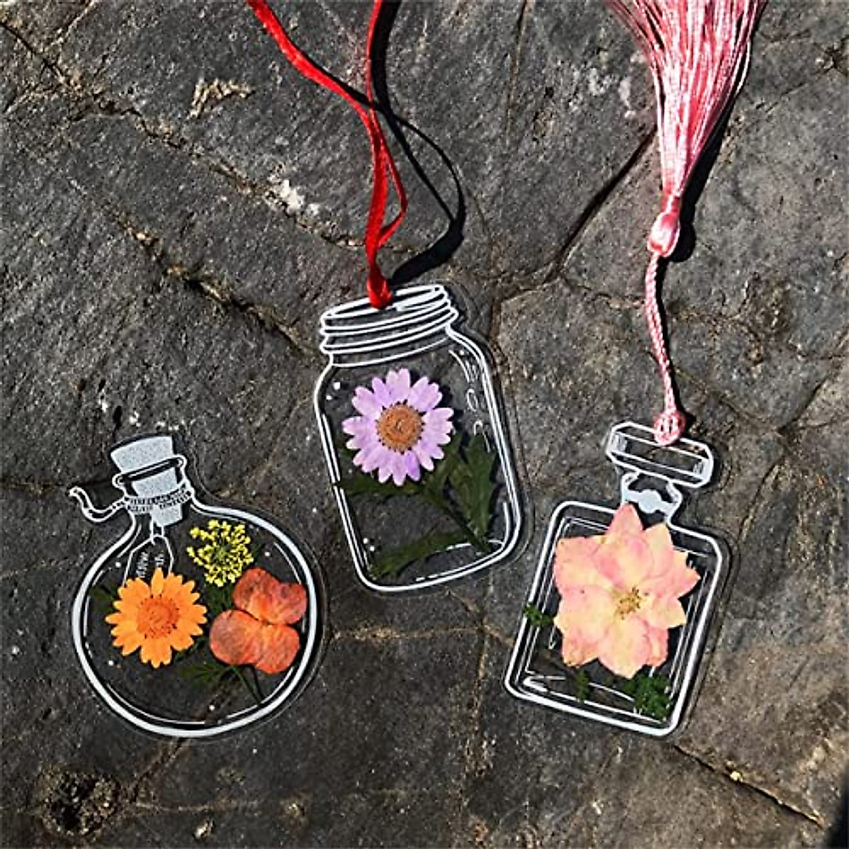 Onemoredream 30Pcs Transparent Dried Flower Bookmarks, DIY Dried Flower Bookmark, Flower Bookmark Maker for Girls Adults Kids Back-to-School Season, Graduation Present (Drifting Bottle)