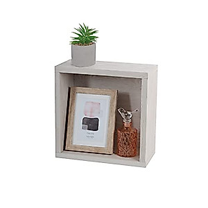 Kiera Grace Square Cubbi Rustic & Timeless Single Decorative Engineered Wood Floating Wall Shelf for Home, Room, & Office, 5.8" L W x 11.8" H, Weathered Grey (FN01520-4)
