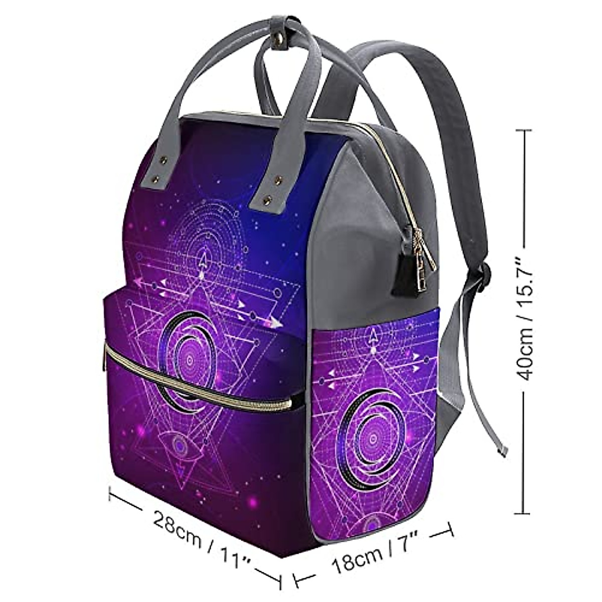 Geometric Pattern Diaper Bag Backpack Large Capacity Mommy Bags Multifunction Nappy Bag Travel Back Pack Gray-Style