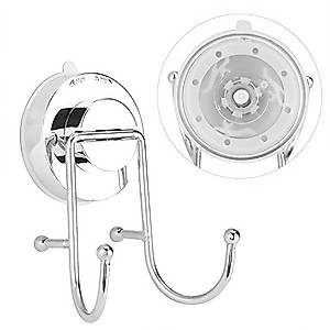 Vacuum Suction Double Bath Hook Stainless Steel Wall Mounted Towel and Key Hook Rail Rack Double Prong Robe Hook for Kitchen Bathroom