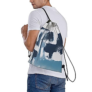 Wall Pattern Drawstring Backpack For Men And Women'S Sports And Fitness Bag, Large Size, Zippered Pocket, Lightweight, Foldable And Portable For Travel