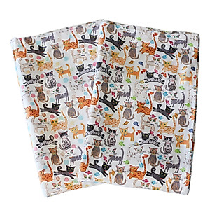 Sunshine Vibes Cat Tea Towels Set of 2 100% Cotton cat Lover Pattern with Hanging Loop; to Tackle All of Your Drying, Wiping and Cleaning Kitchen tasks for cat Lover!