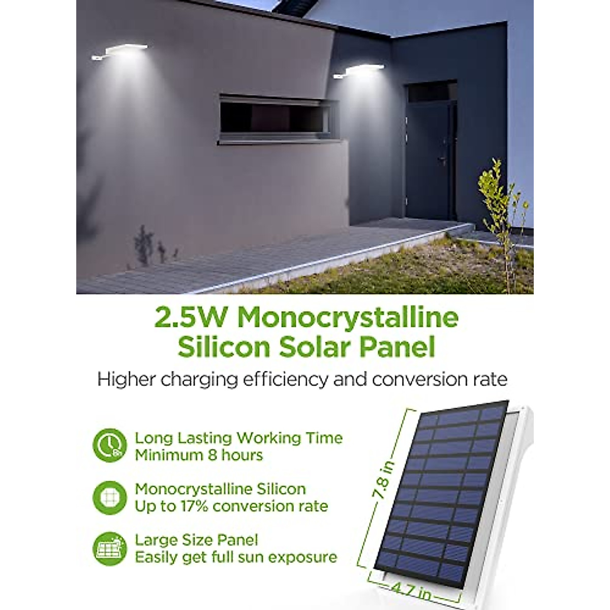 InnoGear Solar Outdoor Lights, 80 LEDs Solar Motion Sensor Lights with 4 Working Modes Solar Wall Lights IP65 Waterproof 450 Lumens Solar Gutter Lights for Front Door, Yard, Garage, Pack of 2